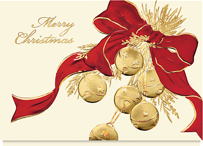 Golden Sleigh Bells Holiday Card, 300295 | The Gallery Collection